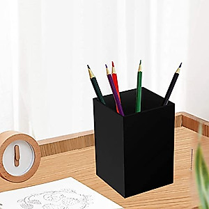 Beitiny Acrylic Pen Holder for Desk, Black Pencil Organizer, Makeup Brush Holder Cup Storage Office Desktop Stationery Organizer