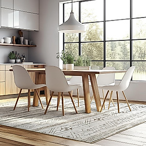 Area Rug for Living Room 5x7 - Large Indoor Washable Rugs Geometric Neutral Rug Farmhouse Soft Floor Carpet Modern Foldable Rug for Bedroom Home Dining Office - Brown