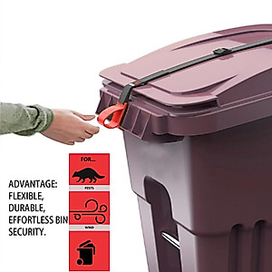 Generic Trash Can Locks Strap for Animals,Universal Trash Can Lid Lock, Garbage Can Lock Out Pests.Bungee Cord System for Secure Your Bin, black