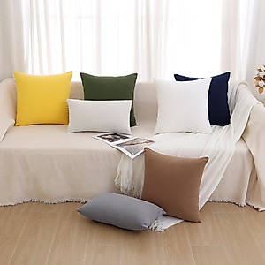 Pallene Decorative Linen Burlap Throw Pillow Covers 18x18 Set of 2, Solid Square Couch Pillow Covers for Sofa Bed Living room, White