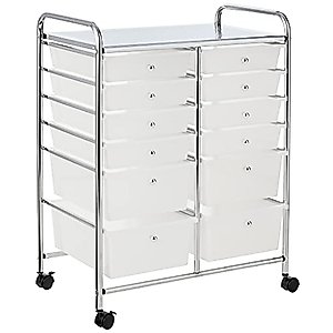 Whitmor Chrome and Plastic 12-Drawer Storage Cart