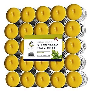 100 Citronella Oil Scented Wax Tealight Candles Bulk Yellow - Outdoor Indoor - Summer Candle Made in USA