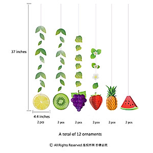 Cheerland Fruit Party Decoration Jungle Theme Backdrop Tropical Garland for Twotti Fruity Birthday Baby Shower Festival Summer Classroom Decor Party Supplies - Pack of 12