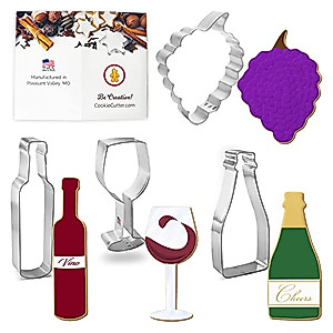 Foose Cookie Cutters Wine Tasting Cookie Cutter 4 Pc Set, 4-5 in, Grapes, Tin Plate Steel, USA