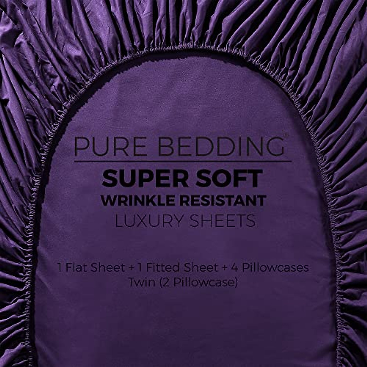 Bed Sheets - Full Sheet Set [6-Piece, Purple] - Hotel Luxury 1800 Brushed Microfiber - Soft and Breathable - Deep Pocket Fitted Sheet, Flat Sheet, Pillow Cases