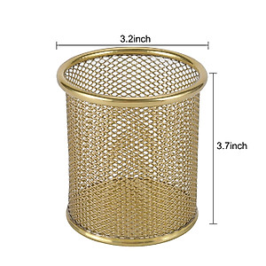 PAG Pencil Holder for Desk, 2 Pack Desktop Pen Cup, Office Supplies Desk Organizers and Accessories Organization, Makeup Brush Holder, Gold