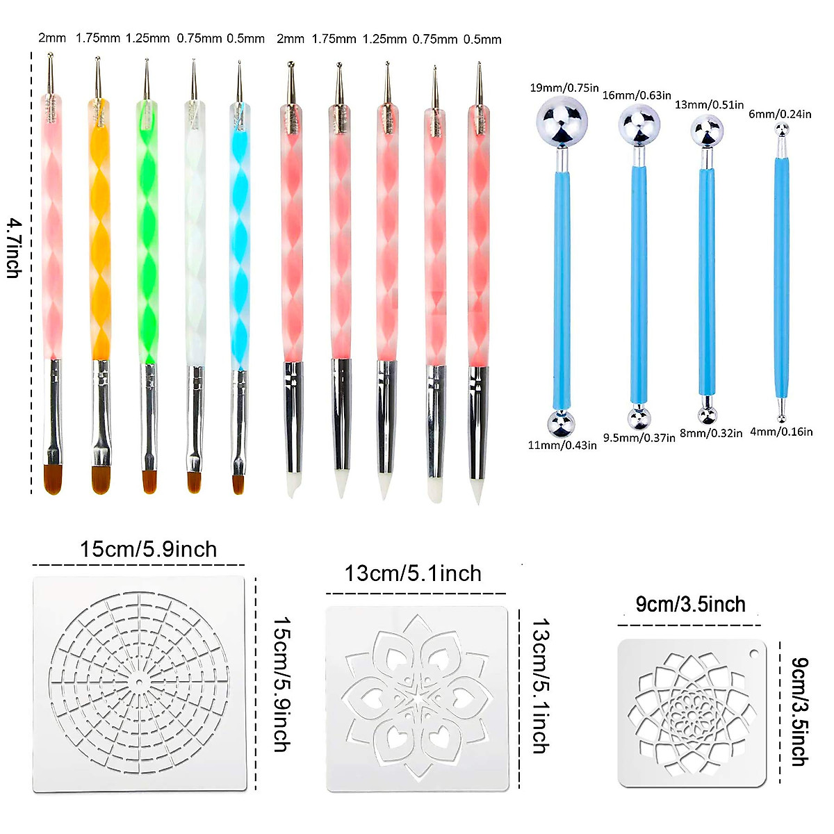 Mandala Dotting Tools,Augshy 58PCS Dot Painting Tools Set Rock Painting Supplies with a Blue Zipper Waterproof Storage Bag for Painting Rocks