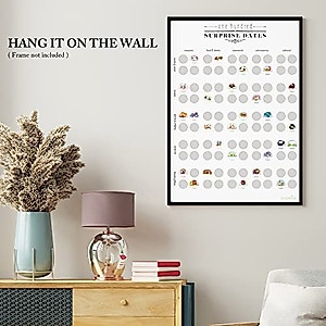 Kurprise 100 Surprise Bucket List Dates Scratch Off Poster with Fun, Interactive Date Ideas for Dating and Married Couples Games, Creative Custom Categories, Inspires Romance and Love