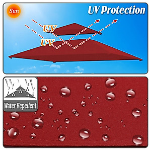 Strong Camel 5FT x 8FT Double Tiered Replacement Canopy Outdoor Grill BBQ Grill Gazebo Replacement Canopy Roof (Burgundy)