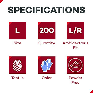 Dealmed Medical Exam Nitrile Gloves– 200 Count, Disposable Non-Irritating Latex Free Multi-Purpose Use for a First Aid Kit and Facilities, Large