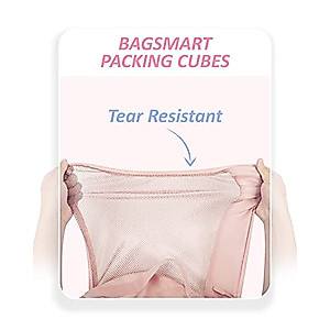 BAGSMART Keep Shape Packing Cubes, 7 Set Packing Cubes for Travel, Lightweight Travel Cubes for Packing, Suitcase Organizer Bags Set for Travel Essentials Baby Pink