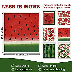 AnyDesign Watermelon Swedish Kitchen Dishcloth Summer Absorbent Cotton Dish Towel Melon Fruit Dish Cloth for Housewarming Cleaning Wipes, 6Pcs, 7 x 8 Inch