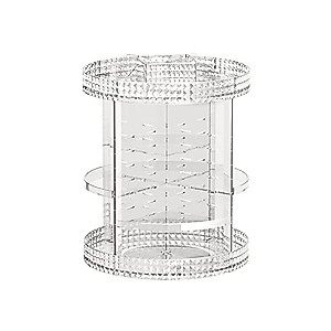 FIZZOQI 360 °Rotating Storage Rack Makeup Organizer Shelf Dressing Table Shelf Acrylic Lipstick Perfume Case Display Stand Cosmetic Organizer Rack