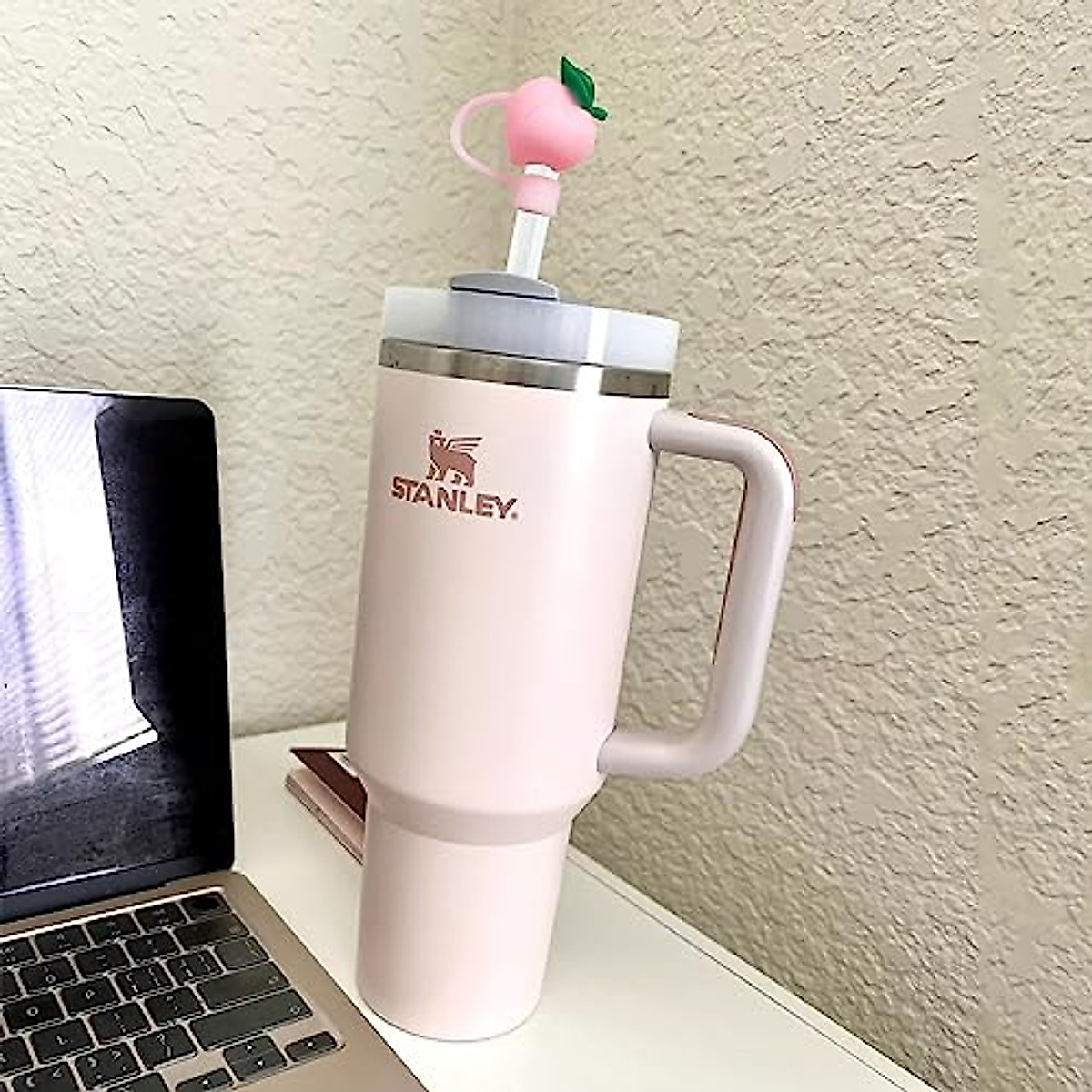 SEEZIZI 3 pcs Pink Straw Covers Cap Toppers Compatible with Stanley 30&40 oz Tumbler Cups,Reusable Cute Silicone Straw Tips Lids Protectors for 0.4 in/10mm Stanley Cups Straws Accessories