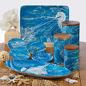 Certified International Fluidity 3 Piece Canister Set with Bamboo Lids, 30 oz, 64 oz, 96 oz. Capacity, Multi Colored