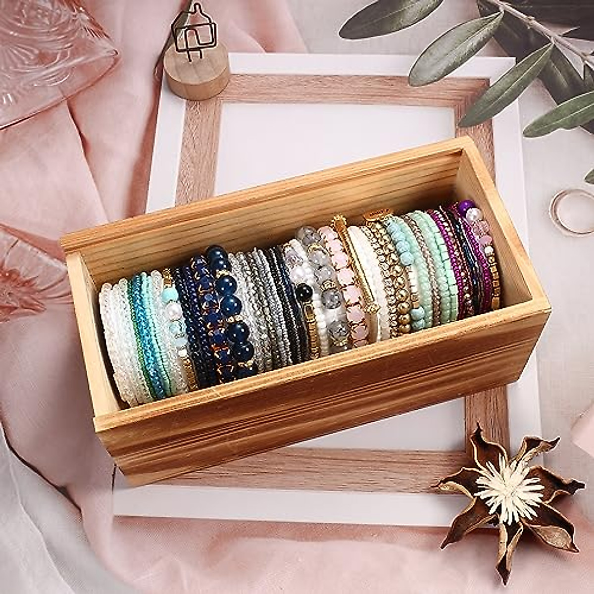 LOYALLOOK 6 Sets Bohemian Stackable Bead Bracelets for Women Stretch Bohemian Style Stretch Multilayered Boho Bracelet Set