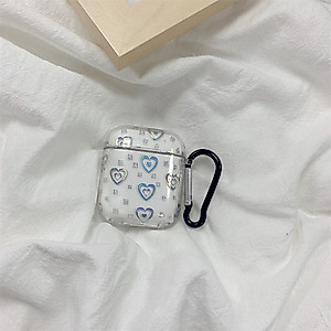 Fycyko Compatible with AirPods Case for Clear Glitter Heart Pattern for Women Girls Fashion Soft Flexible Durable Slim Shockproof AirPods Case for AirPods 2 &1-Heart-A