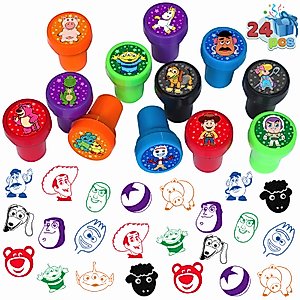 24 Pcs Toy Inspired Story Themed Stampers, Toy Inspired Story Birthday Party Supplies Favors, Classroom Rewards Prizes, Goody Bag Treat Bag Stuff for Toy Inspired Story Birthday Party Gifts