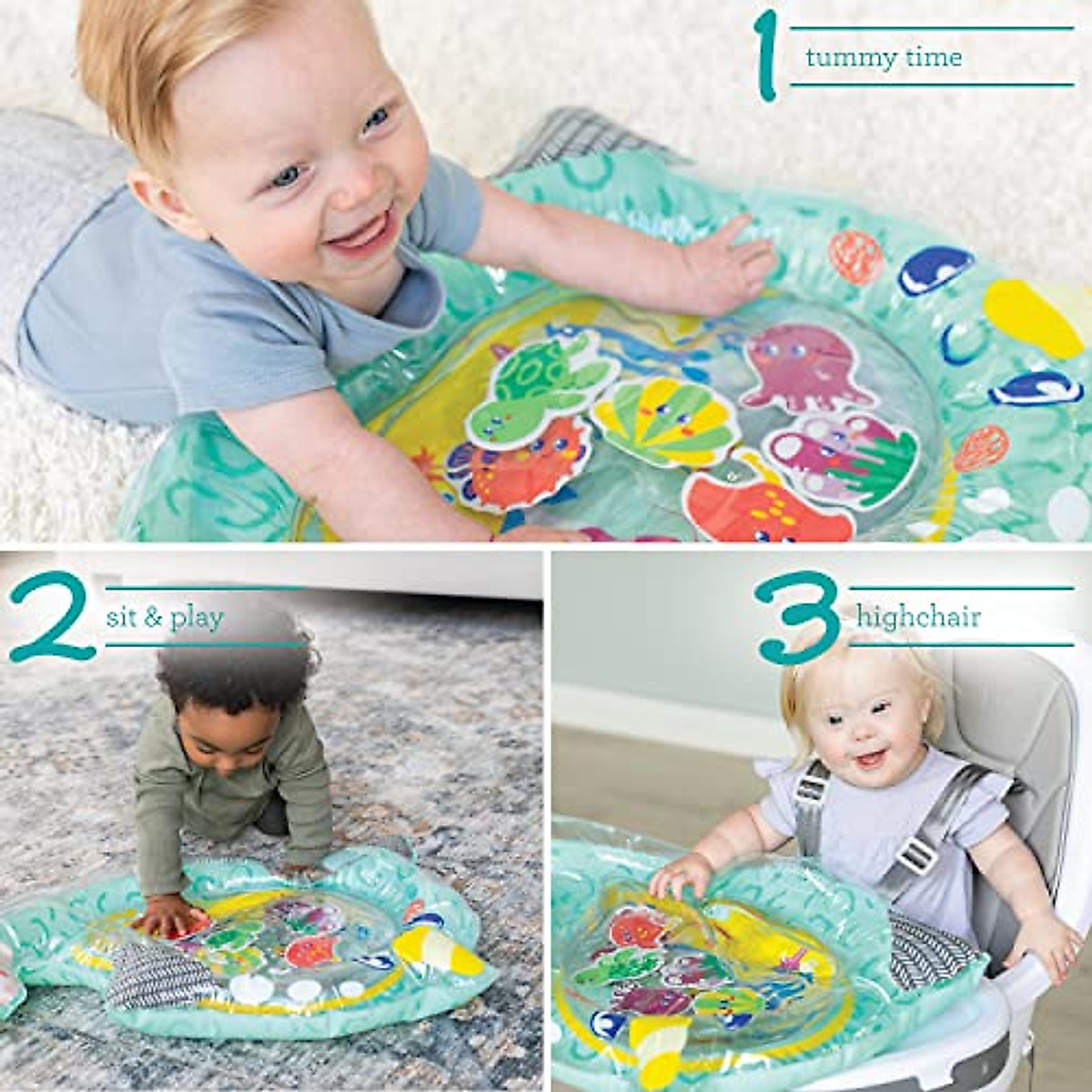 Infantino Wee Wild Ones Pat & Play Water Mat - Narwhal Themed Water mat for Infants and Older Babies, for Tummy time and Sensory Play