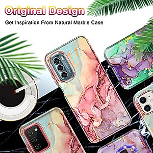 Btscase for Moto G Stylus 5G 2022 Case (NOT FIT 4G), Marble 3 in 1 Heavy Duty Shockproof Full Body Rugged Hard PC+Soft Silicone Drop Protective Women Girl Cover for Moto G Stylus 5G 2022, Rose Gold