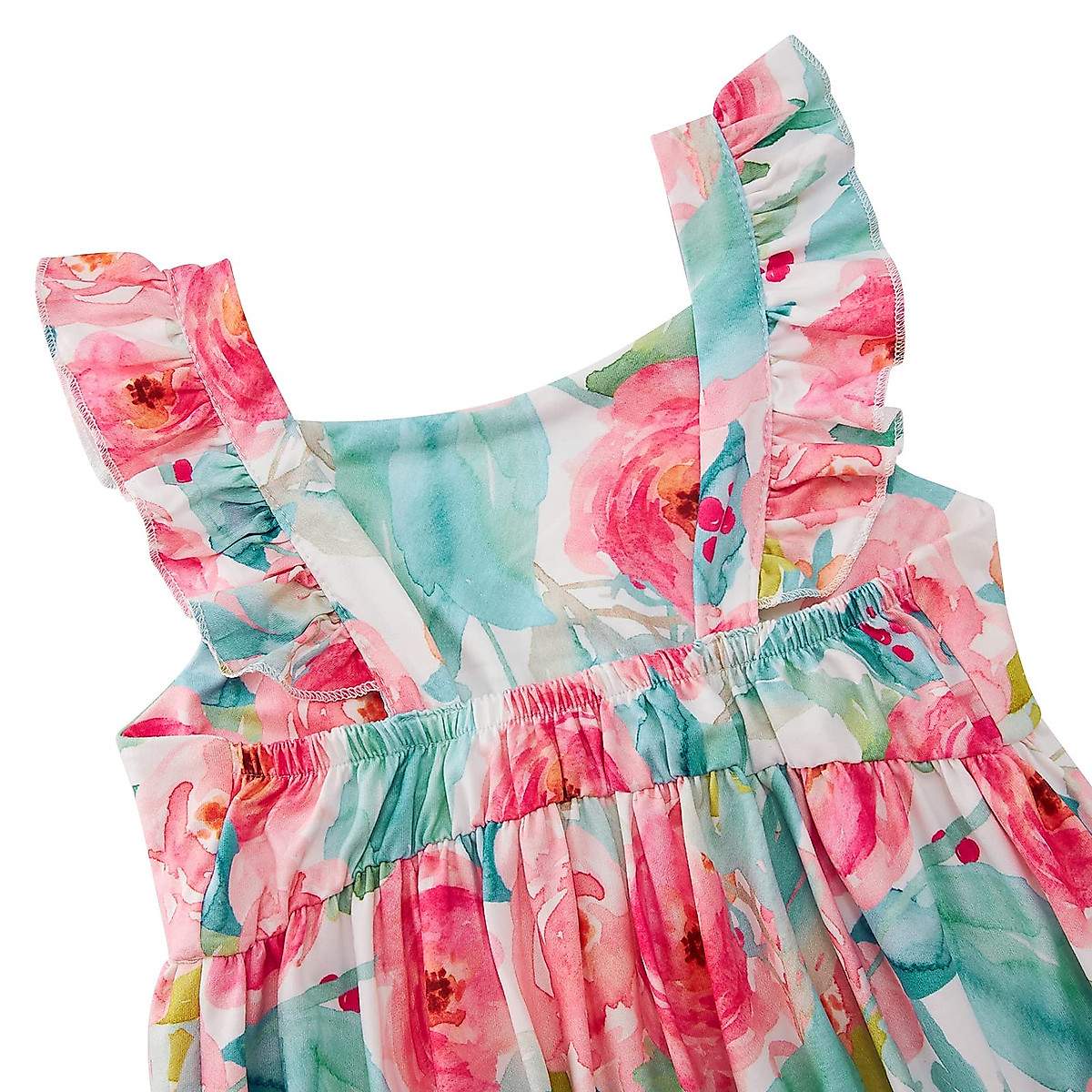 Girl Floral Dresses Size 6 Little Girls Dress Size 5 Pink Casual Sundresses 5T A-Line Knee-Length Pleated Frocks
