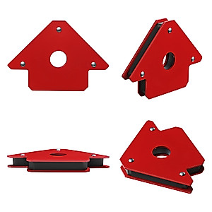 MANUSAGE 4pcs 3" 25lb Welding Magnet Arrow Welding Magnets and Clamps Magnetic Arrow Welder Metal Working Mig Tools and Equipment 45° 90° 135° Angle Magnet Holder, Red,Black
