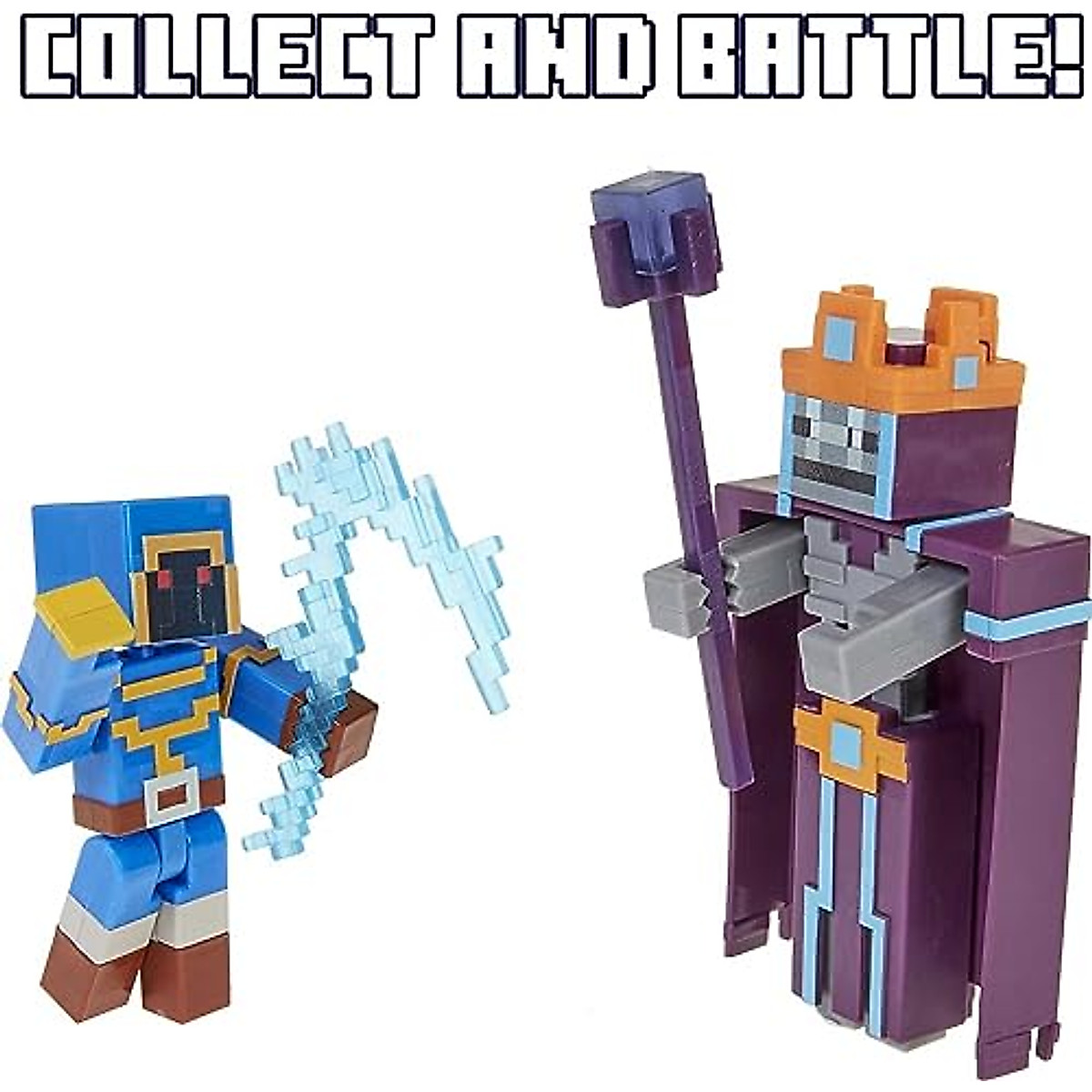 Minecraft Dungeons 3.25" 2-Pk, Arch Illager & Redstone Golem Battle Figures, Great for Playing, Trading, and Collecting, Action and Battle Toy for Boys and Girls Age 6 and Older