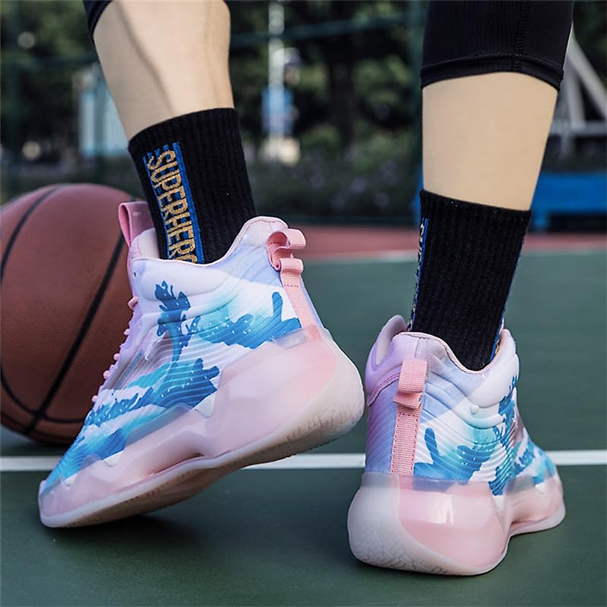 Mikrydco Mens High Top Basketball Shoes for Boys Fahion Breathable Non Slip Outdoor Streetball Sneakers Cushioning Running Tennis Boots Zapatos para Hombres