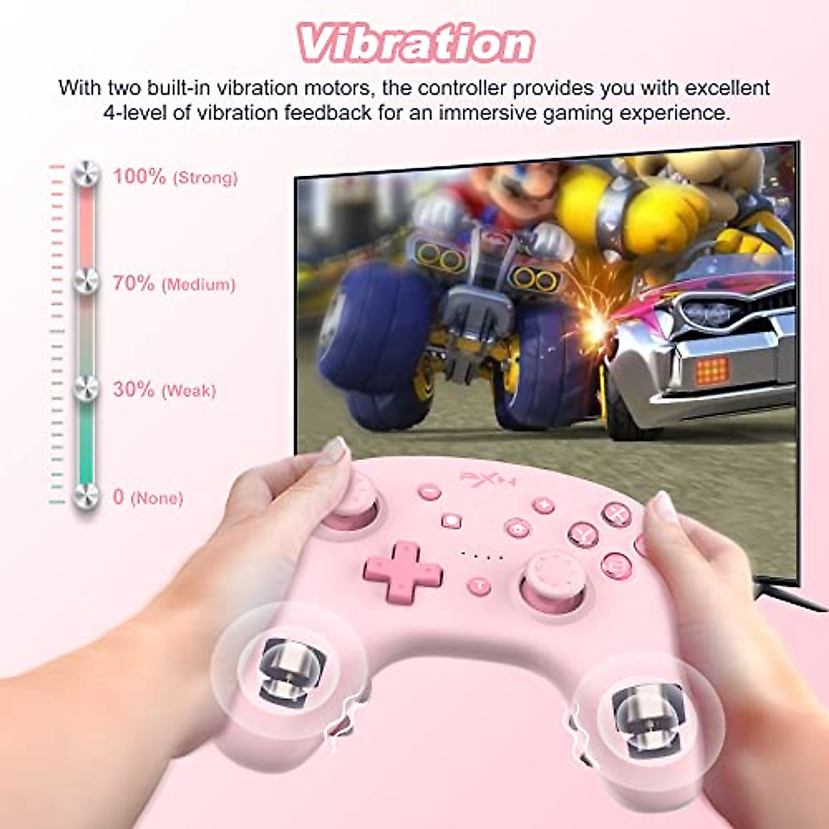 PXN Wireless Switch Controller - is compatible with Switch/Switch Lite/OLED - It is a Switch Controller with features including Turbo, Wake-up, NFC, Motion, and Vibration. (Note: iOS devices with