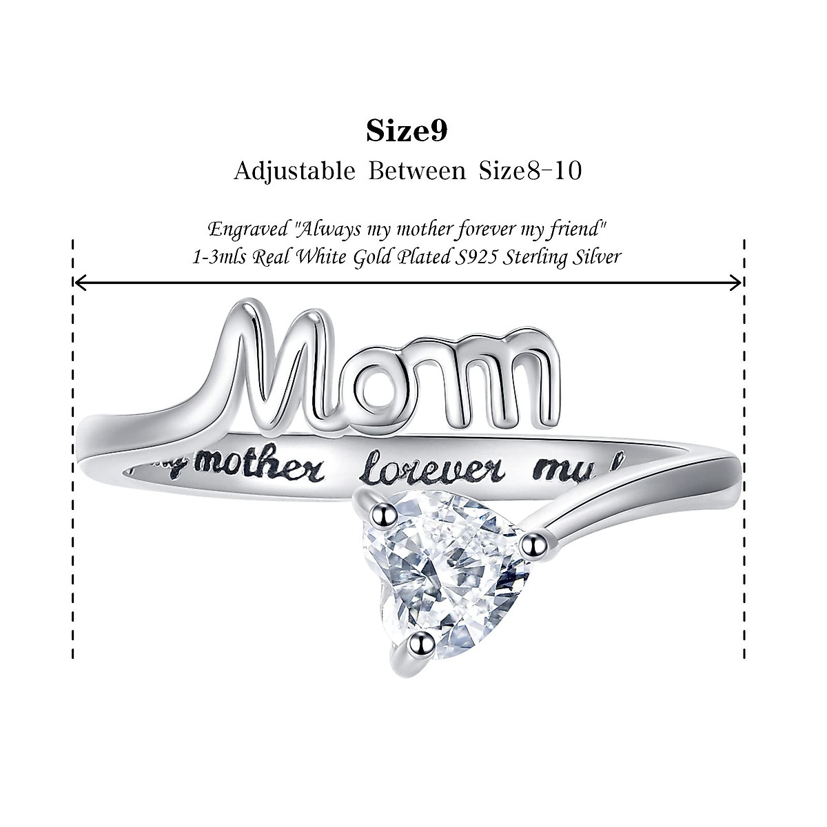 LANE WOODS Mothers Day Ring Mom Rings Jewelry Gifts for Stepmom Mother in Law