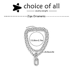 Chunky Necklace for Women Trendy Layered Chunky Choker Necklace for Women Gold Chain Necklace Gold Cuban Link Chain for Women Punk Hip-hop Jewelry (Silver)