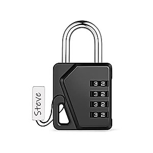 ZHEGE Locker Lock, 4 Digit Combination Lock for Locker, Combo Lock with DIY Name Tags for School, Work Lockers, Easy to Read White Number Padlock (Black)
