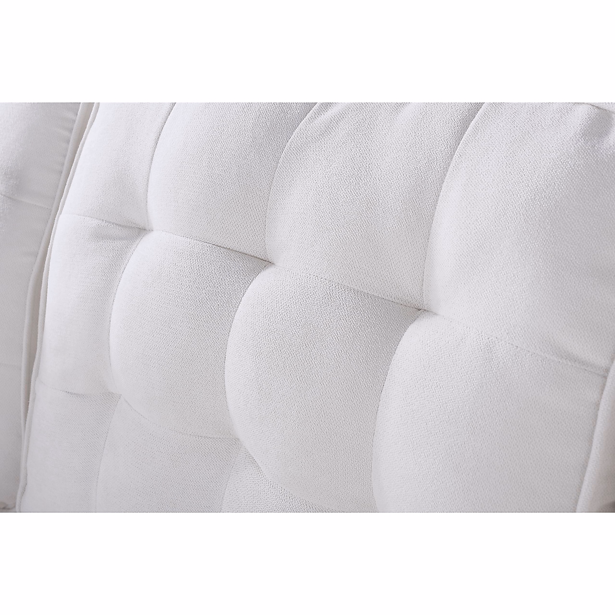 LCH Chesterfield, 86.6” Flare Sofa, Tufted 3 Seater Furniture, Velvet Couch with Scroll Arms and Nailhead for Living Room, Bedroom, Office, Apartment (Beige)