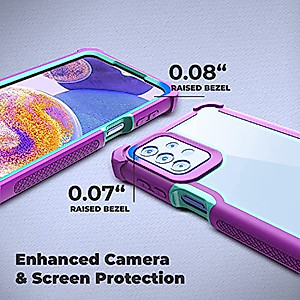 KSELF Case for Samsung Galaxy A23 5G Case with 9H Tempered Glass Screen Protector and Lens Glass, Full Body Protective Hybrid Dual Layer Shockproof Cover Case for Samsung A23 5G (Purple)