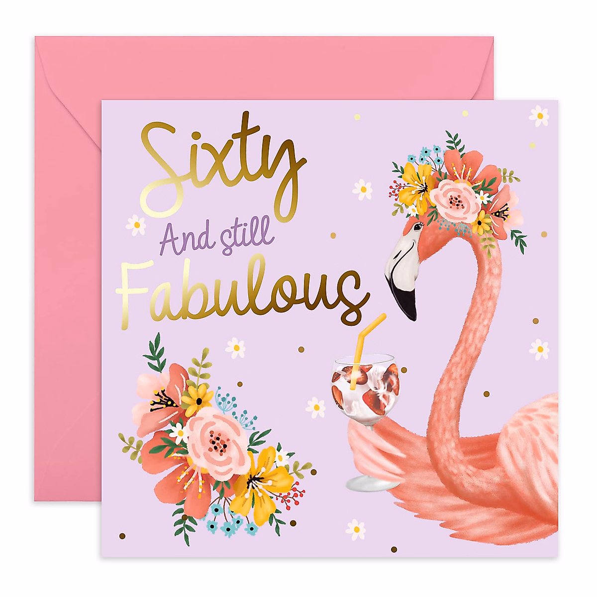 CENTRAL 23 - Cute 60th Birthday Card for Women - 'Sixty And Still Fabulous' - Cute 60th Birthday Cards for Her - Cheeky 60th Birthday Cards for Men - Pretty Design - Comes with Fun Stickers