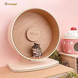 Niteangel Wooden Hamster Exercise Wheel: - Silent Hamster Running Wheel for Hamsters Gerbil Mice and Other Similar-Sized Small Pets (S)