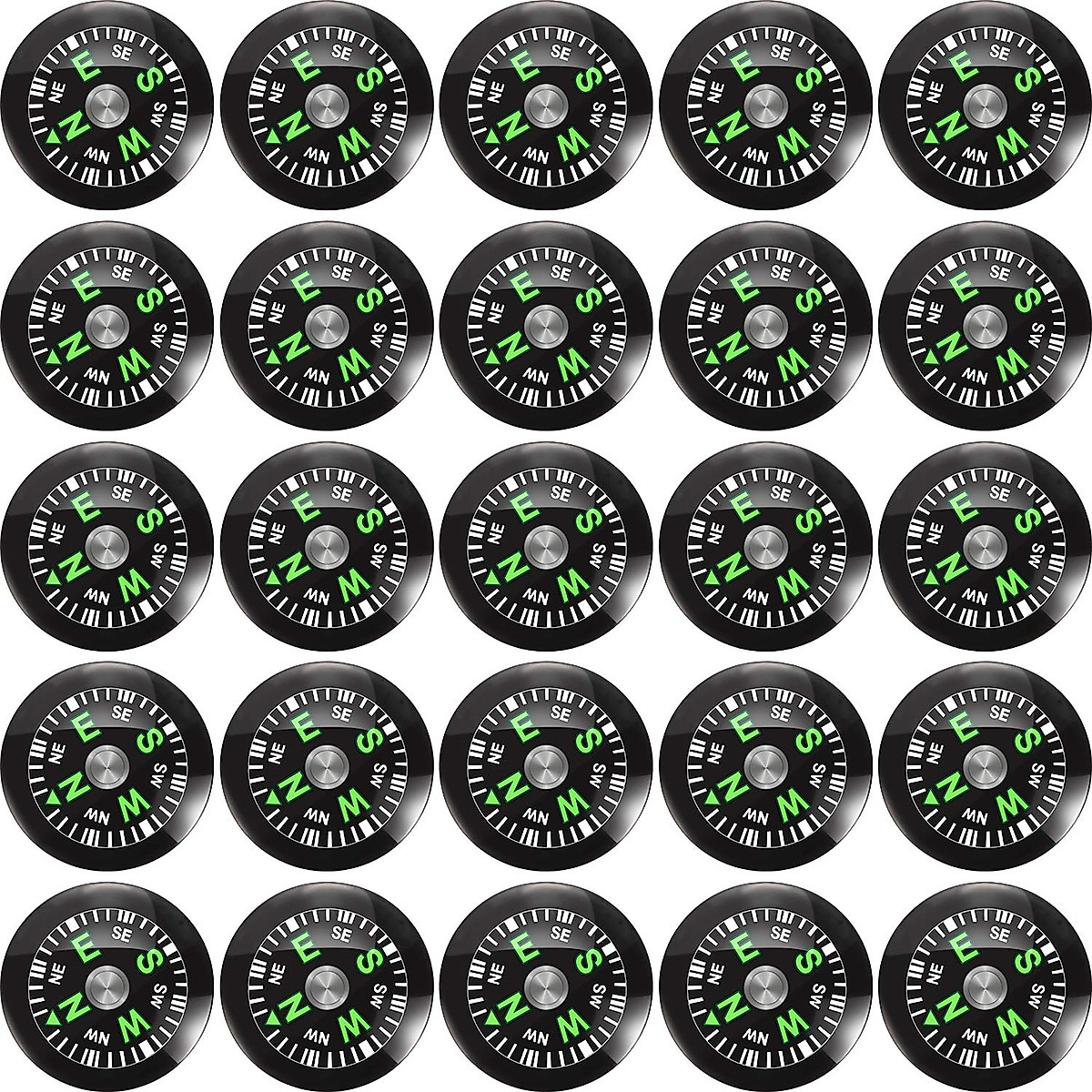 200 Pieces Button Compass Mini Black Survival Compass Oil Filled Compass for Camping Hiking Boating Touring