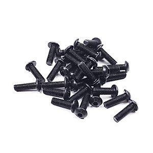 MroMax 50Pcs M5 x 16mm Button Head Socket Cap Bolts Screws, Alloy Steel 10.9 Grade, Allen Socket Drive, Black Oxide Finish, Fully Machine Thread