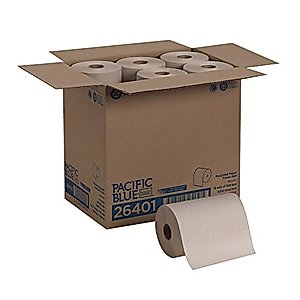 Pacific Blue Basic Recycled Paper Towel Roll (Previously Branded Envision) by GP PRO (Georgia-Pacific), Brown, 26401, 350 Feet Per Roll, 12 Rolls Per Case