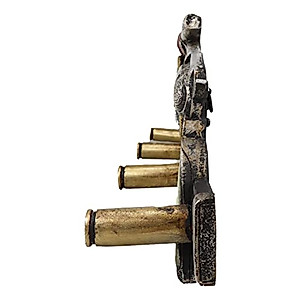 Ebros Gift Rustic Western Old World Dual Six Shooter Revolver Gun Pistols with Western Star 4 Pegs Coat Key Hat Leash Wall Hanging Bullet Ammo Shaped Hooks Country Decorative Organizer
