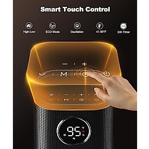 Wind Talk Space Heater for Indoor Use, 1500W Fast Electric Portable Ceramic Heaters with Thermostat, 4 Modes, 24H Timer, 70°Oscillating Room Heater with Remote for Office Bedroom Use, 2024 Upgraded