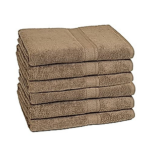 VANME, 100% Cotton, Bath Sheet, Drap de Bain, 30" X 60", Zero Twist Bath Towel, Soft and Absorbent, Pack, 3 or 6 Pieces, Professional Construction for Everyday Use (6, Deep Taupe)