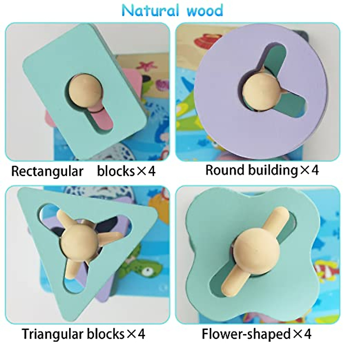 Bird Wooden Block Puzzle Toy Parrot Training Intelligence Toy Parakeet Perch Gym Playpen Stacking Rings Toy Mini Parrot Blocks Balls for Macaw Cockatile Cockatoos and Other Birds 