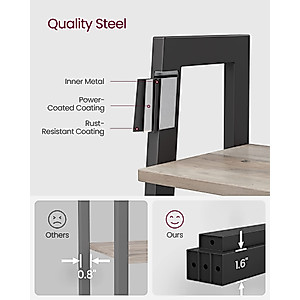 VASAGLE Ladder Shelf, 4-Tier Bookshelf, Storage Rack, Bookcase with Steel Frame, for Living Room, Home Office, Kitchen, Bedroom, Industrial Style, Greige and Black ULLS44MB