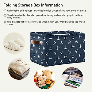 ALAZA Nautical Ocean Sea Anchor Foldable Storage Box Storage Basket Organizer Bins with Handles for Shelf Closet Living Room Bedroom Home Office 1 Pack
