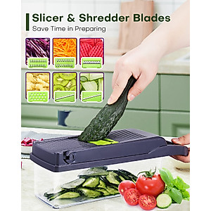 17-in-1 Vegetable Chopper with 9 Blades, Container and Drain Basket - For Veggies, Fruits, Onions, Potatoes, Carrots