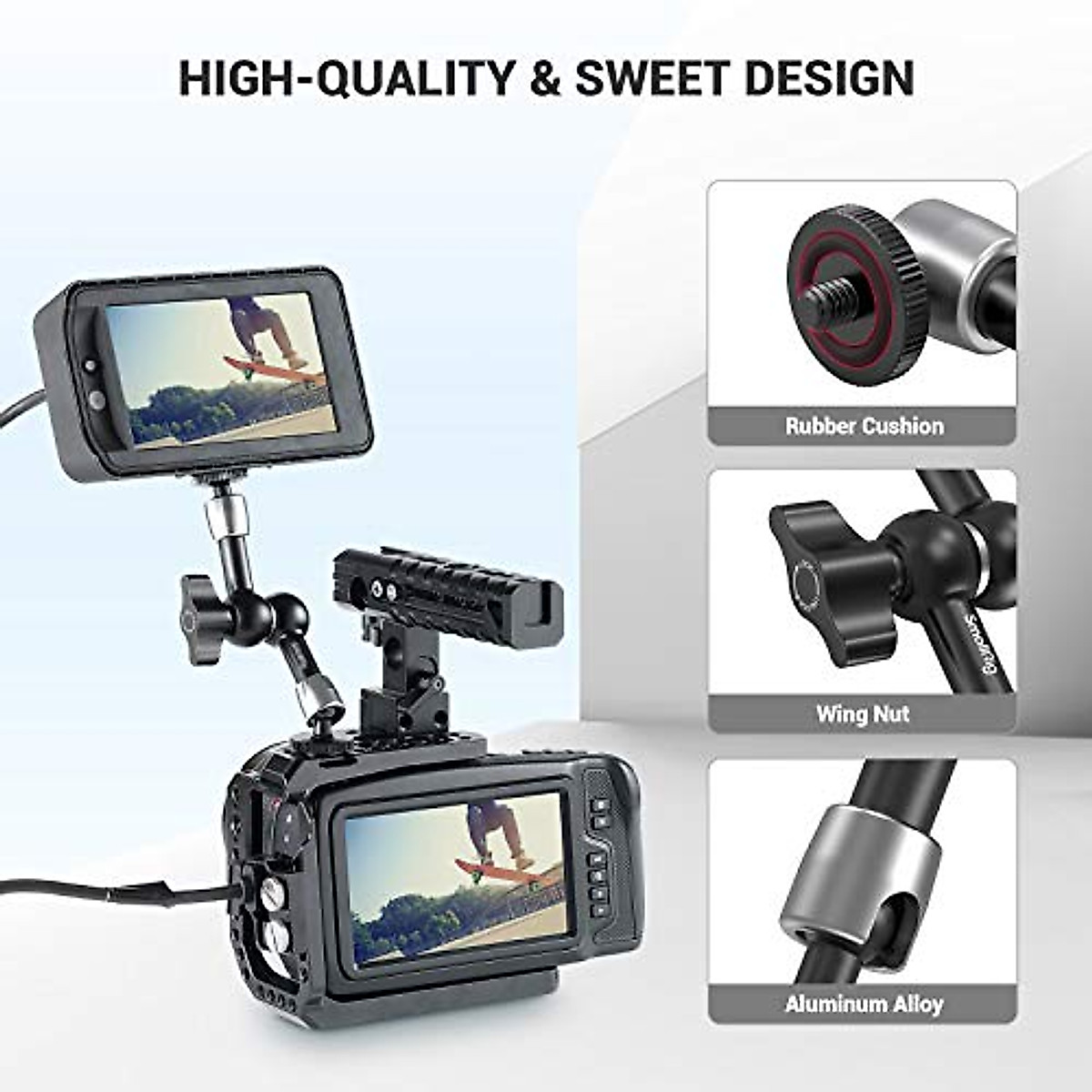 SmallRig 5.5 Inches Adjustable Friction Articulating Magic Arm, with Both 1/4" Screw for LCD Monitor/LED Lights - 2065