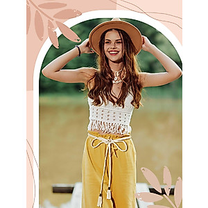 SATINIOR 5 Pieces Women's Tassel Braided Waist Belt Skinny Chain Belts PU Leather Braided Dress Belts Woven Rope Belts Skirt Dress, Christmas Party, Black, White, Beige, Camel and Brown, Different