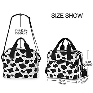 Lunch Bag for Kids Black And White Cow Print Insulated Cooler Lunch Box Large Capacity Lunch Organizer for Boys Girls
