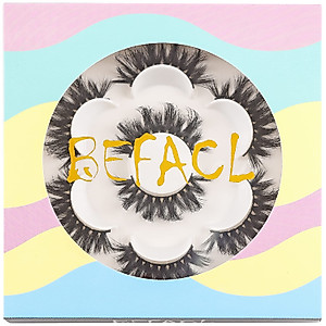 BEFACL Fluffy False Eyelashes 18mm 20mm Fluffy Mink Lashes 6D Mink Eyelashes Natural Look Mink Lashes Faux Mink Strip 3D Lashes Pack 4 Pairs (BF02)